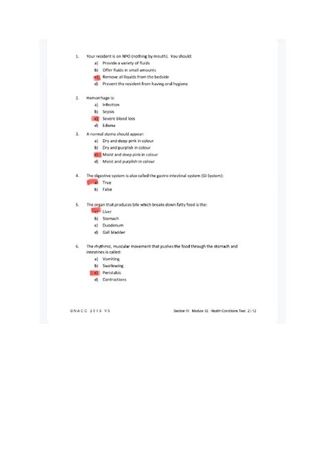 Module 12 Health Conditions Test PSW1 Studocu