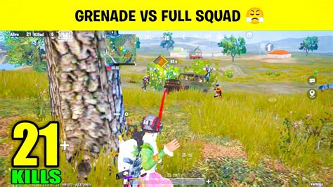 Grenade Vs Full Squad 😤 21 Kills Solo Vs Squad Gameplay Pubg Mobile