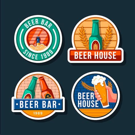 Free Vector Hand Drawn Beer Bar Label Collection