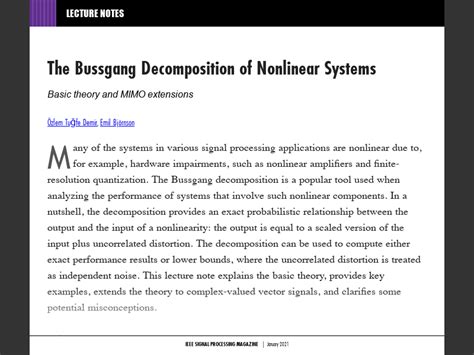 Ieee Signal Processing Magazine January 2021cover