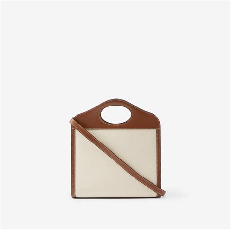 Mini Pocket Bag In Naturalmalt Brown Women Canvas Burberry® Official