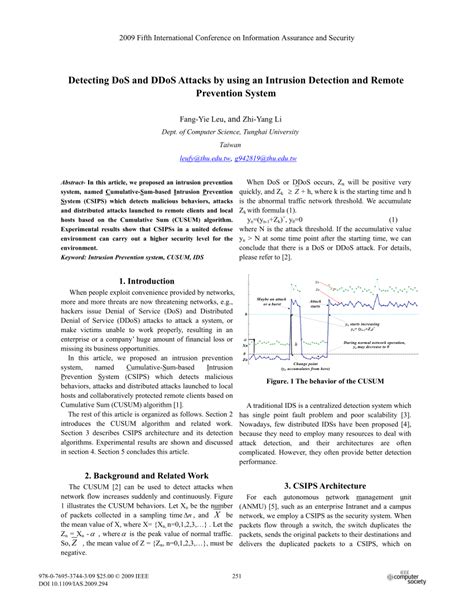 Pdf Detecting Dos And Ddos Attacks By Using An Intrusion Detection
