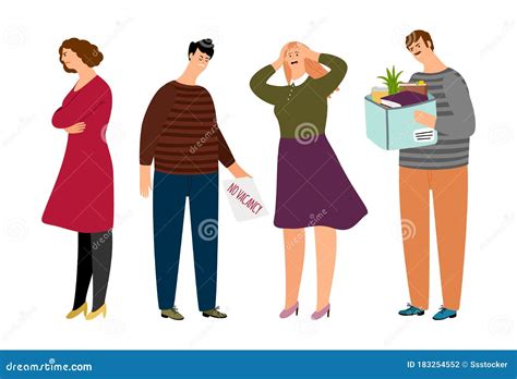 Unemployed People Flat Characters Stock Vector Illustration Of