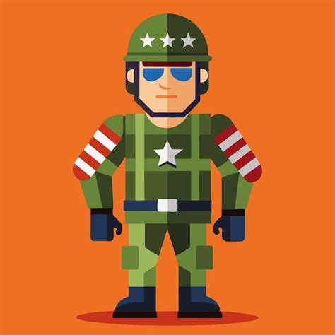American Soldier Color Vector Clip Art Design Desenho De Arte Em Cores
