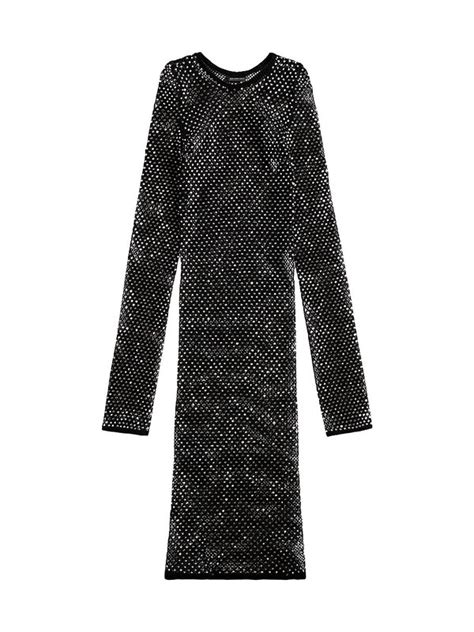 Balenciaga Crystal Mesh Mini Dress Black Editorialist