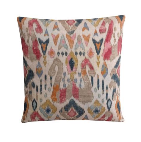 Jane Churchill Jaru Cushion Blue Aqua Colefax And Fowler Ikat Etsy