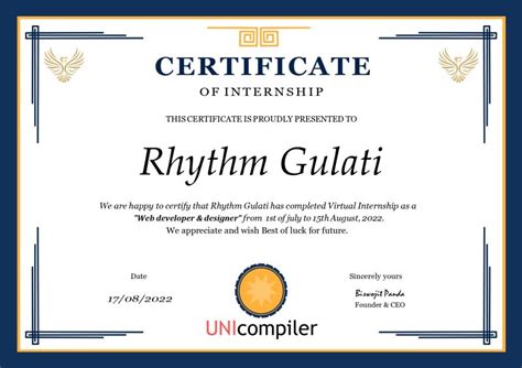 Rhythm Gulati On Linkedin Thankyou Unicompiler Internship