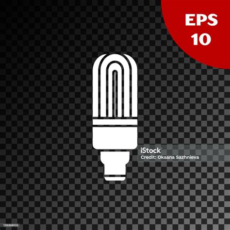 투명 한 어두운 배경에 격리 된 흰색 Led 전구 아이콘입니다 경제적 인 Led 조명 전구 에너지 램프를 절약하십시오 벡터