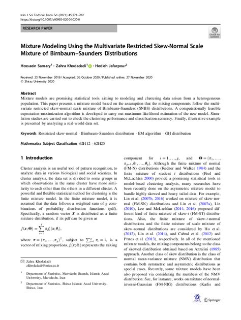 Pdf Mixture Modeling Using The Multivariate Restricted Skew Normal
