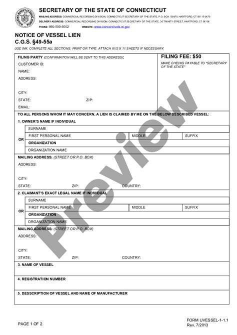 Connecticut Ucc Notice Of Vessel Lien Us Legal Forms