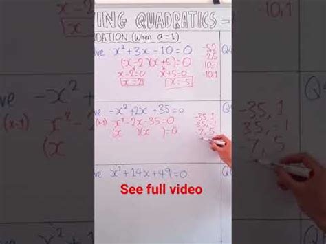 Solving Quadratics By Factorising Example YouTube