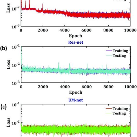 Training And Testing Loss Curves Of Three Neural Networks A The Download Scientific Diagram
