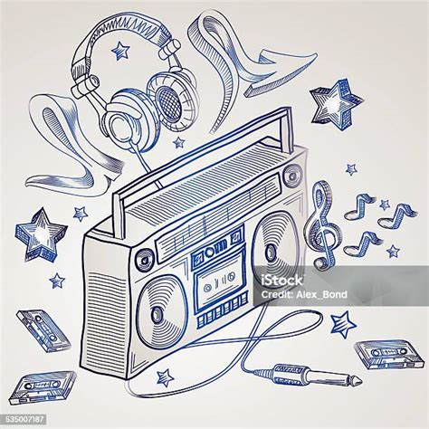 Boombox Doodles 음악 디자인식 배경 주제에 대한 스톡 벡터 아트 및 기타 이미지 배경 주제 음악 2015년