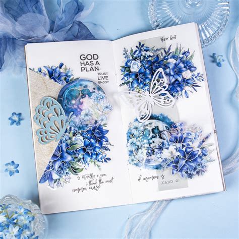 Jual Sticker Blue Flower Sea Bunga Bulan Laut Biru Scrapbook Journaling Shopee Indonesia