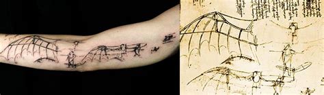 Da Vincis Sketch Of The Wings Done By Vinny Valdez At Black And Blue Tattoo In San Francisco