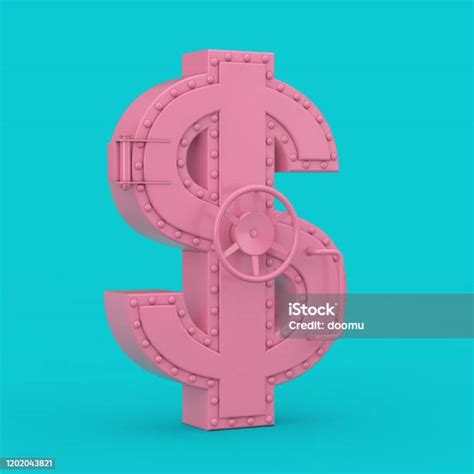 두오톤 스타일의 달러 기호 모양의 핑크 은행 안전 금고 문 3d 렌더링 개념에 대한 스톡 사진 및 기타 이미지 개념 금융 디지털 생성 이미지 Istock