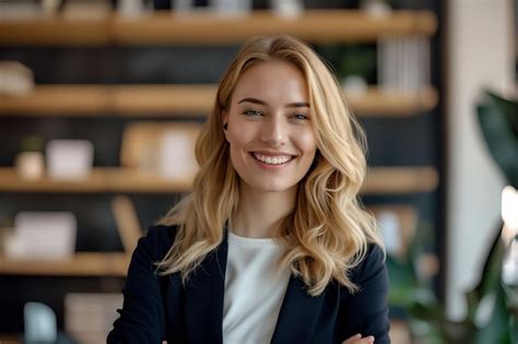 Premium Photo A Smiling Woman In A Business Suit