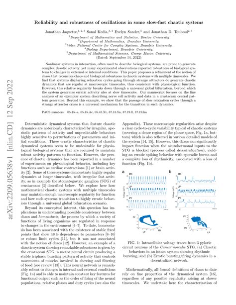 Pdf Reliability And Robustness Of Oscillations In Some Slow Fast Chaotic Systems