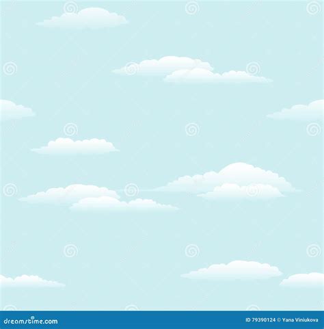 Blue Sky With Clouds Vector Seamless Background Stock Vector