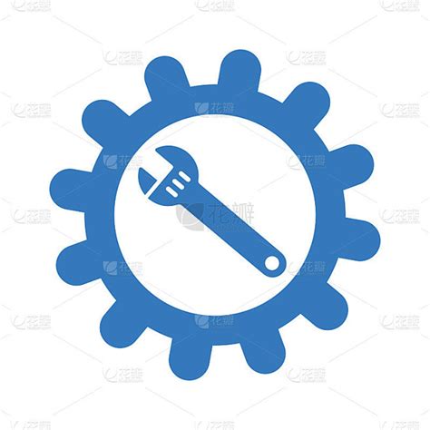 设置配置齿轮维修工具图标蓝色的向量