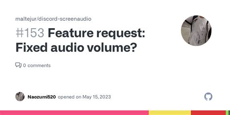Feature Request Fixed Audio Volume Issue 153 Maltejur Discord