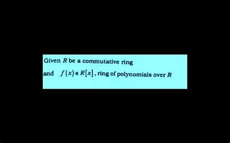 23 let r be a commutative ring with unity and r[x] be the polynomial