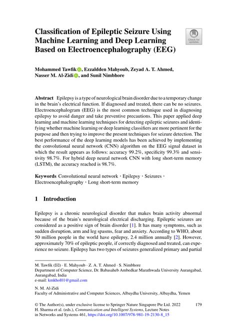 Pdf Classification Of Epileptic Seizure Using Machine Learning And