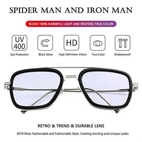 Getuscart Tony Stark Sunglasses Vintage Square Metal Frame Eyeglasses