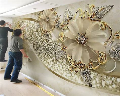Beibehang Papier Peint Custom Living Room Light Luxury Modern Relief Gold Line Flowers Nordic