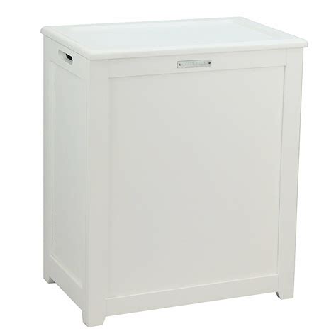 White Wooden Hamper Bathroom Laundry Storage Bin Clothes Basket With