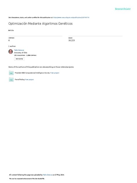 Optimizacion Mediante Algoritmos Geneticos Pdf Algoritmo Genético