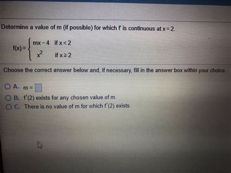 solved determine a value of m if possible for which f is