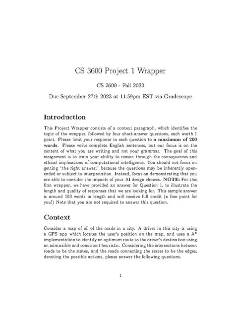 Wrapper 1 Cs 3600 Project 1 Wrapper Cs 3600 Fall 2023 Due September