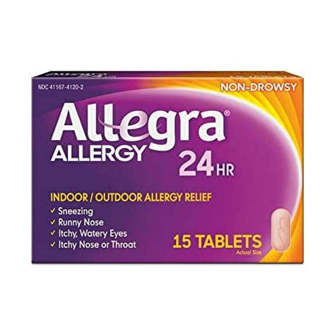 Allegra Adult 24hr Non Drowsy Antihistamine 15 Tablets Fast Acting