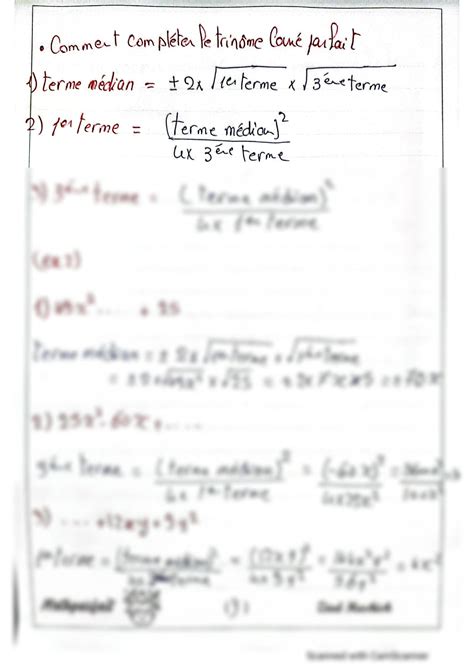Solution Factorisation Trinome Carré Parfait Studypool
