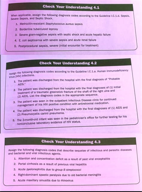 Solved Check Your Understanding 41 When Applicable Assign The Following Diagnosis Codes