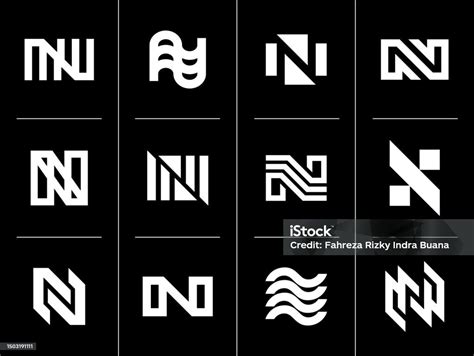추상적인 라인 문자 N 디자인의 컬렉션입니다 현대 회사 이니셜 N 브랜딩 0명에 대한 스톡 벡터 아트 및 기타 이미지 0명