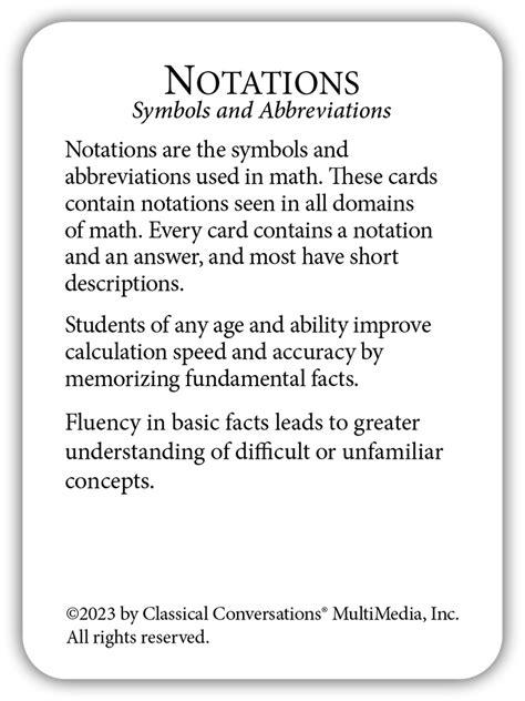 Notations Symbols And Abbreviations Math Flashcards Classical