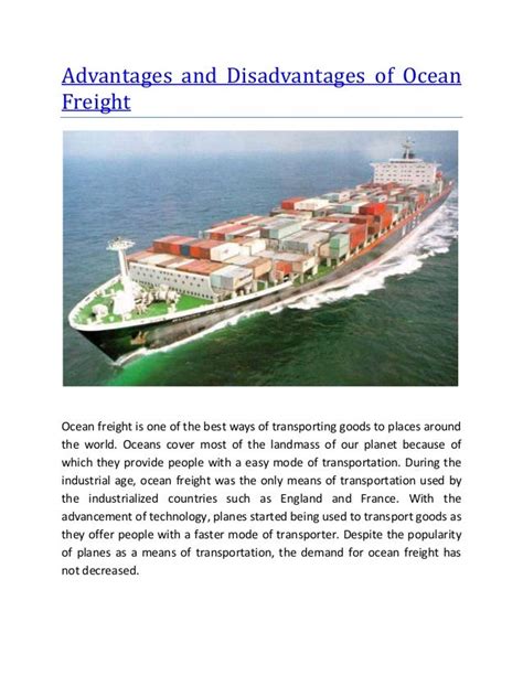 Advantages And Disadvantages Of Ocean Freight
