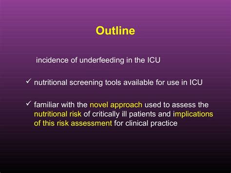 Nutrition Screening And Assessment In Critically Ill Patients