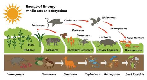 Diagram Illustrating An Ecosystem Energy Flow With Spelling Errors The
