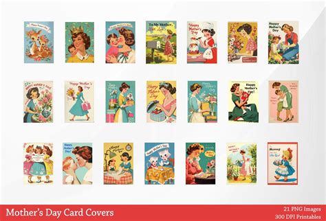 Vintage Mothers Day Card Covers Retro Greeting Card Art Images Kitsch