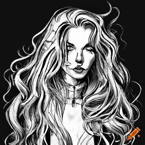 Black And White Comic Book Art Of A Blond Woman On Craiyon