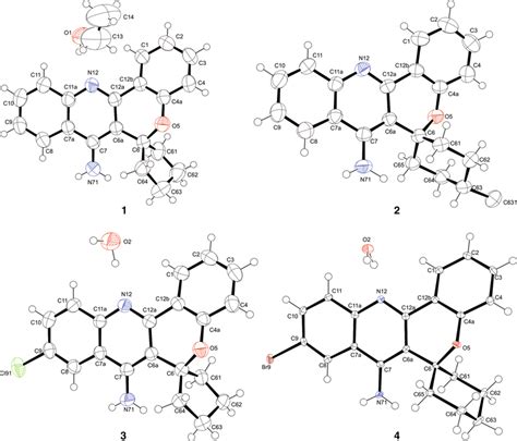 View Of The Asymmetric Unit Of The Compounds 1 4 Showing The Atom