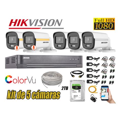 Ripley HIKVISION CÁMARAS SEGURIDAD EXTERIOR KIT 5 1080P COLORVU
