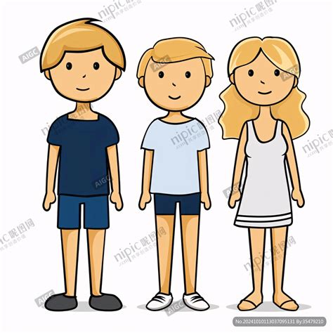ai创作图卡通儿童男女 卡通人物男孩女孩 卡通男孩子卡通女孩子 卡通人物男孩女孩插画 一家三口卡通画象 儿童孩子男孩女孩 儿童全身像插画 男孩