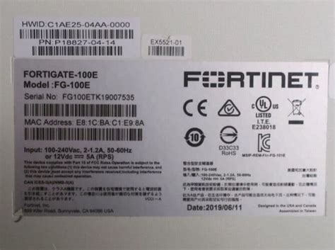 Fortinet Fortigate 100e Fg 100e 14x Ge Rj45 2x Ge Rj45 Sfp Firewall