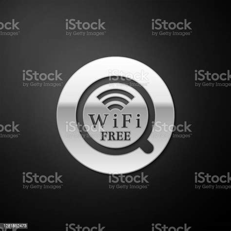 검은 색 배경에 고립 된 무료 와이파이 존 아이콘이있는 커피 숍의 실버 컵 인터넷 연결 플래카드 긴 그림자 스타일 벡터 개념에 대한 스톡 벡터 아트 및 기타 이미지 Istock