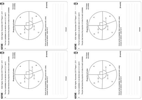 Pie Charts Gcse Questions Higher Aqa Teaching Resources