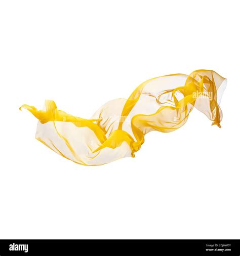 Yellow Wave Silk Flying Textile Elegant Cloth Texture Isolated On